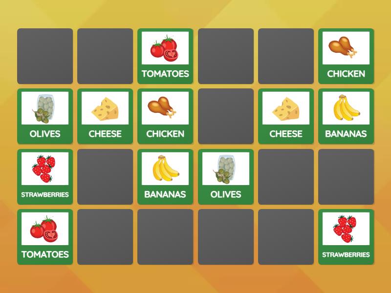 2ND GRADE | FOOD MEMORY GAME - Matching pairs