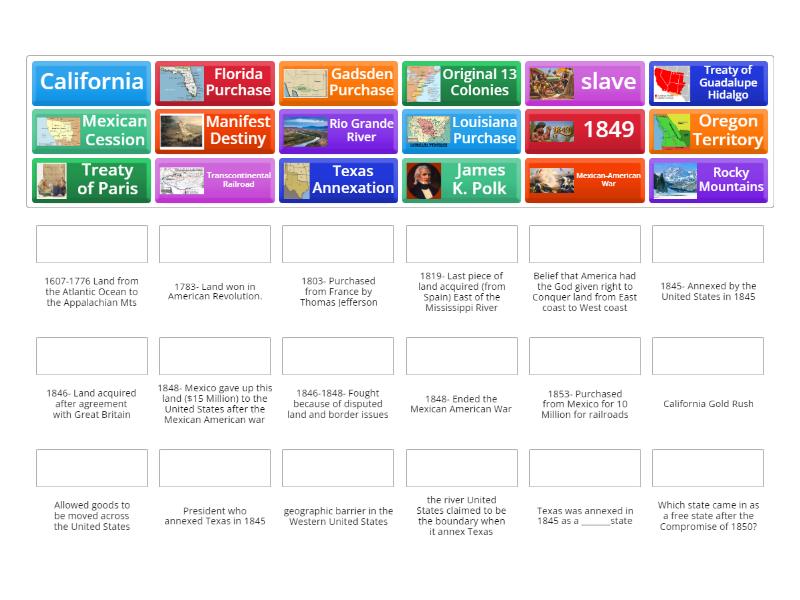 7-Westward Expansion/Manifest Destiny Matching - Match up