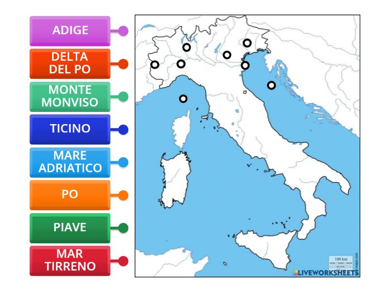 IL BACINO IDROGRAFICO DEL PO (CARTINA) - Labelled diagram