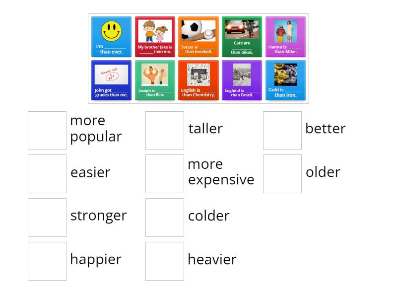 Comparatives (adjectives) - Une las parejas