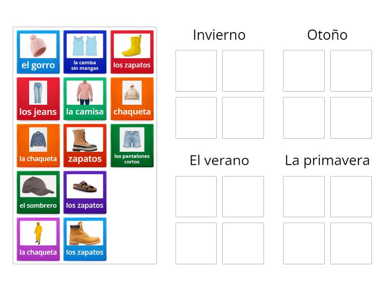 La ropa y las estaciones - Ordenar por grupo