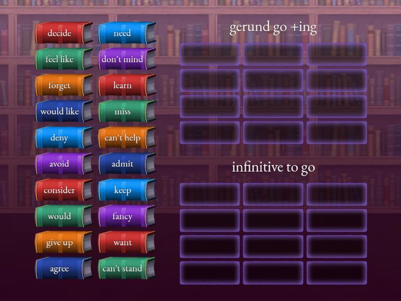 gerund/infinitive part 1 - Ordenar por grupo