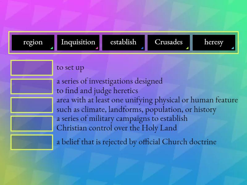 Topic 3 Lesson 3: The Crusades - Match up