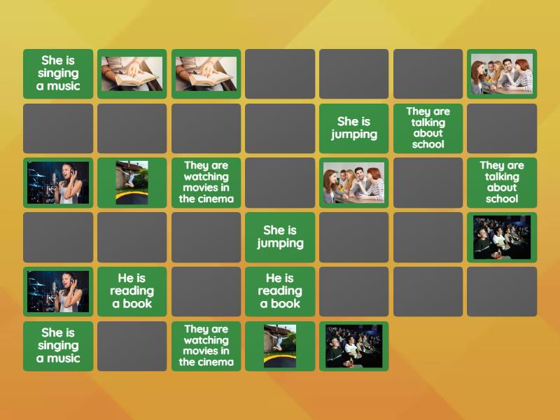 Memory game: present progressive - Matching pairs