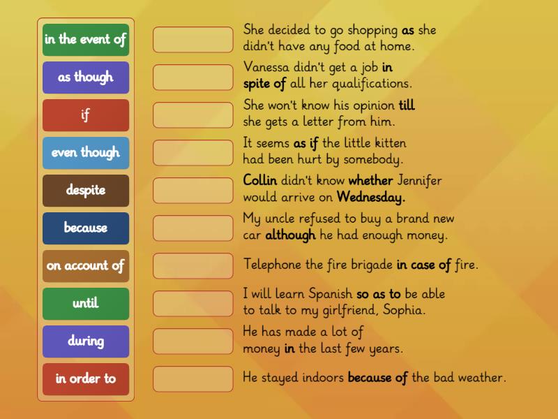 LINKING WORDS - Synonyms - Match up