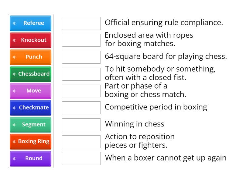 Chess boxing vocabulary - Match up