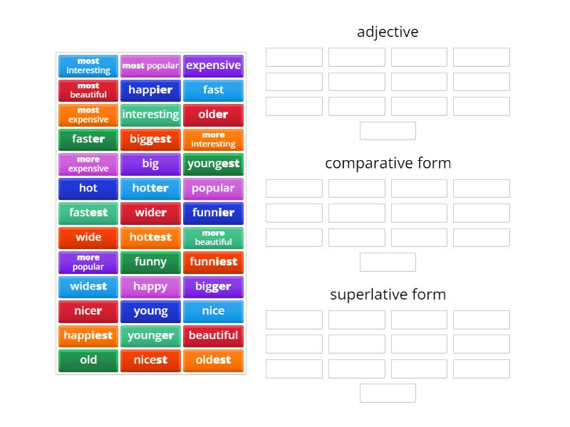 ADJECTIVES: comparative & superlative (1) - Group sort