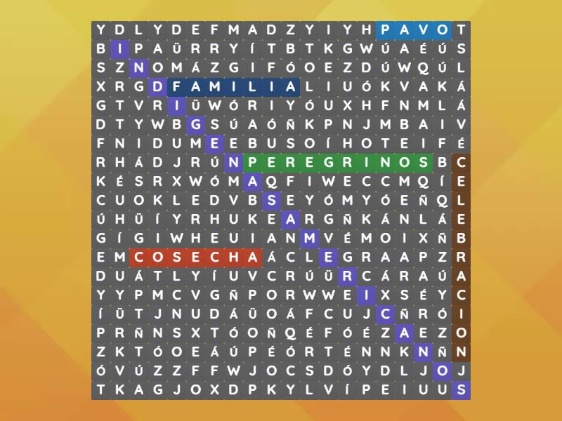 CRUCIGRAMA de Dia de accion de gracias - Wordsearch