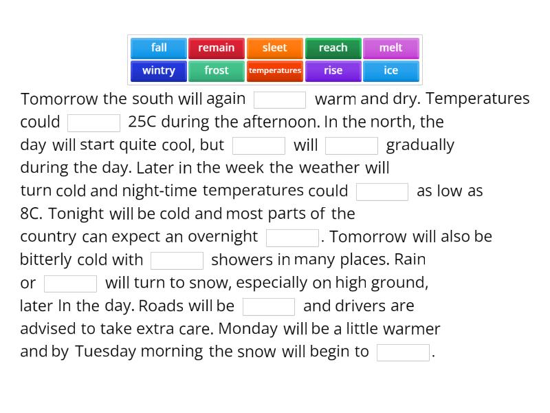 Weather. - Complete the sentence