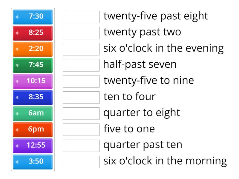 What's the time? - Match up