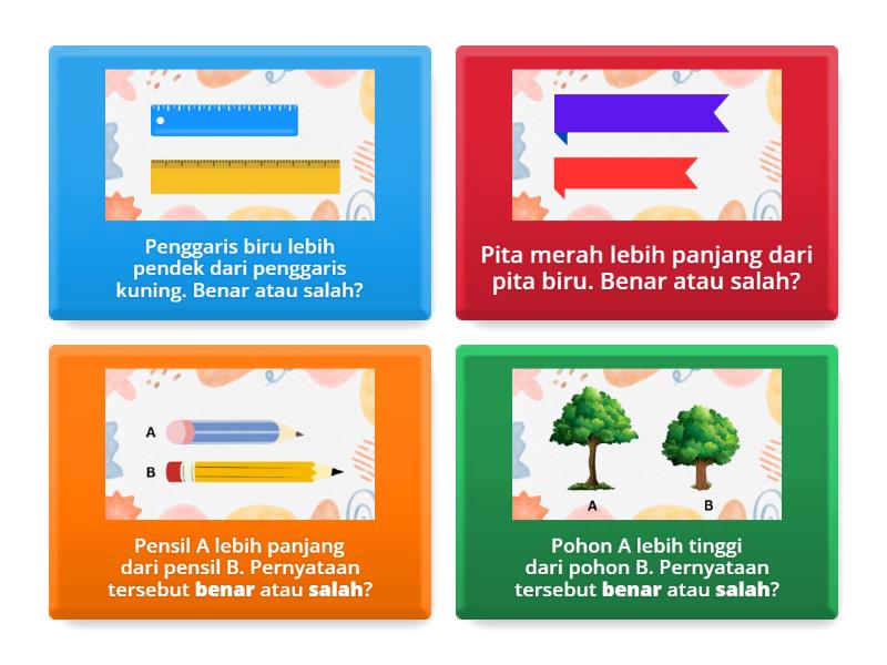 Membandingkan Panjang Benda - Fichas giratorias