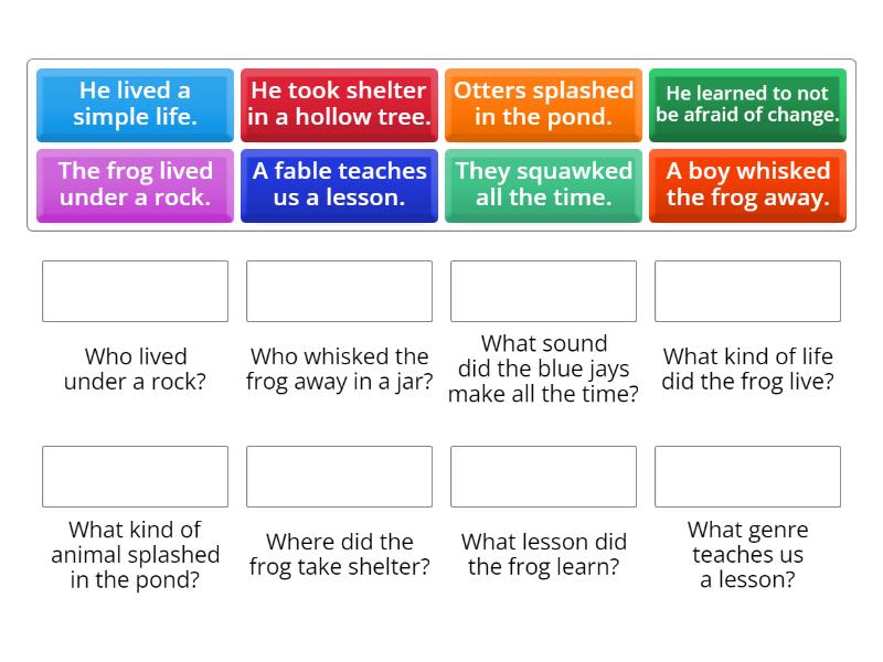Story Comprehension - A Froggy Fable - Match up