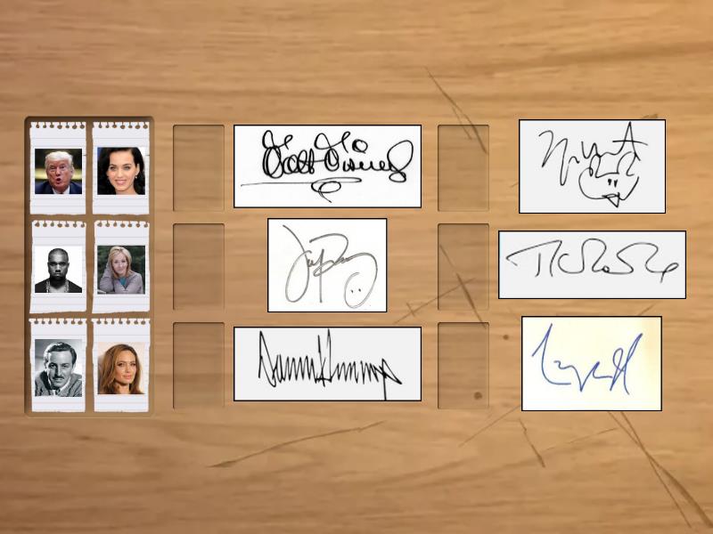 Celebrities and their signatures - Match up