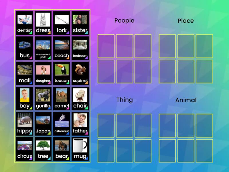 Sorting - Nouns - MEIE - Ordenar por grupo