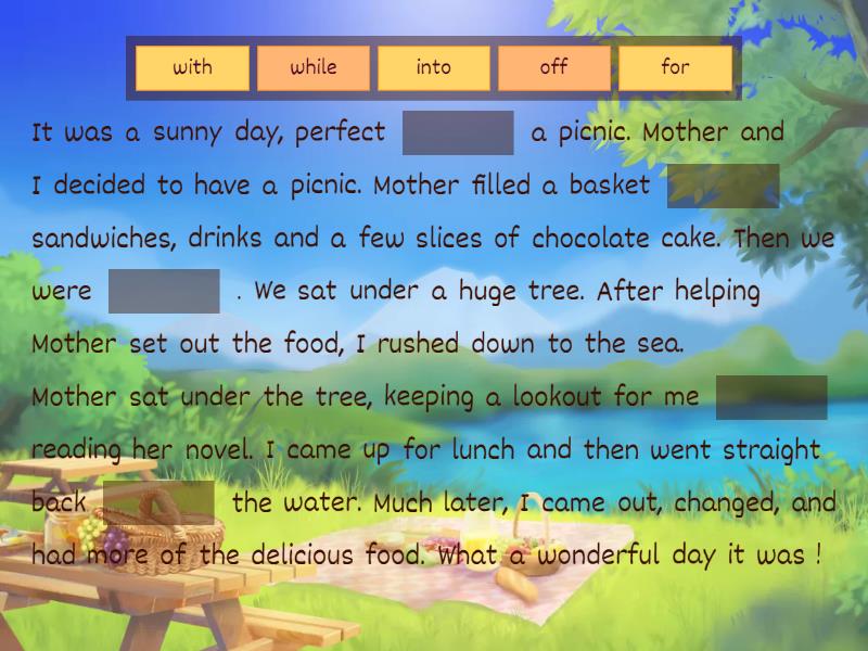 Grammar cloze - Complete the sentence