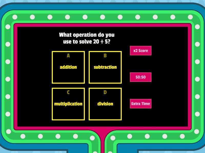 Word Problem Vocabulary - Gameshow quiz