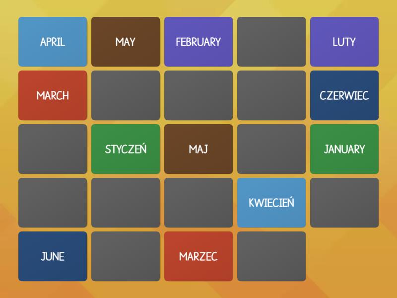 Months memo - Matching pairs