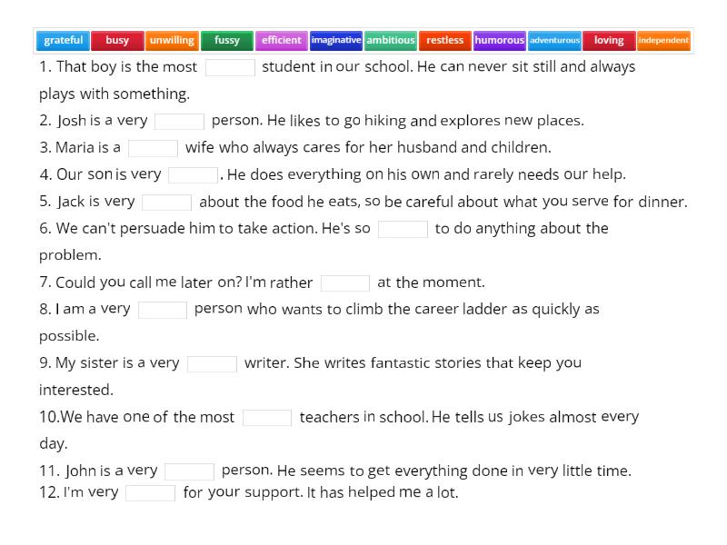 B1: Character traits - Complete the sentence