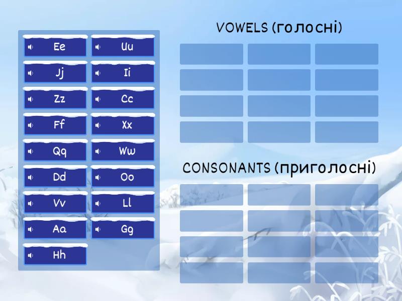 Vowels and Consonants - Group sort