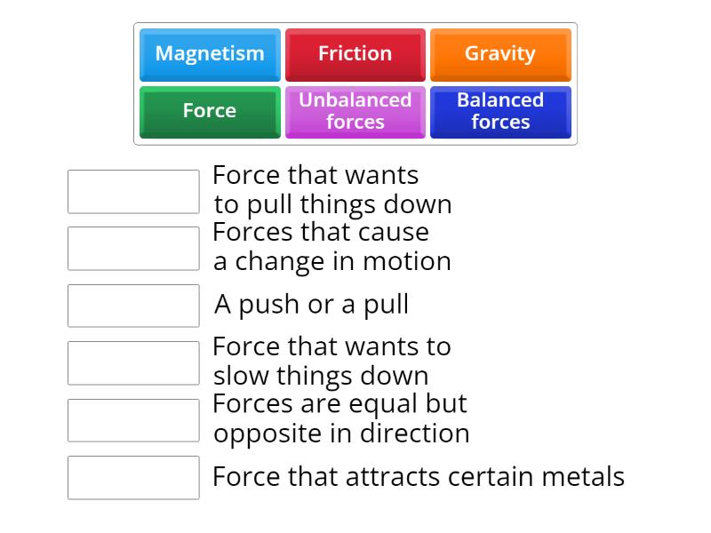 Cax KS3 Forces words and meanings - Match up
