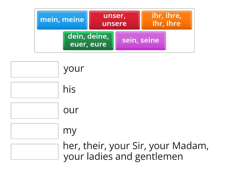 Possesivpronomen - possessive pronouns in German - Match up