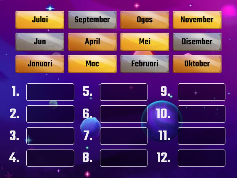 Bulan dalam setahun - Rank order