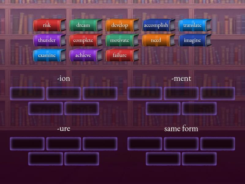 Word formation (verb to noun) - Group sort