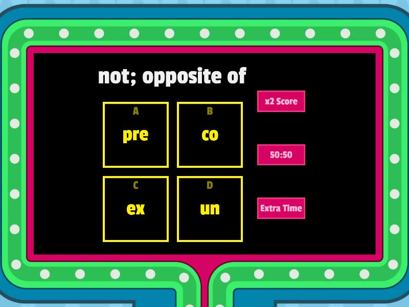 Most Common Prefixes Game Show - Gameshow quiz