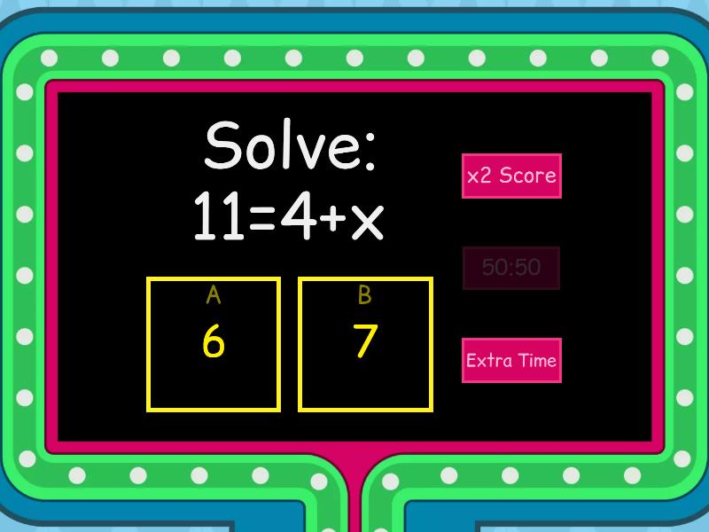 One-step eqiations and sequnces maths quiz - Gameshow quiz
