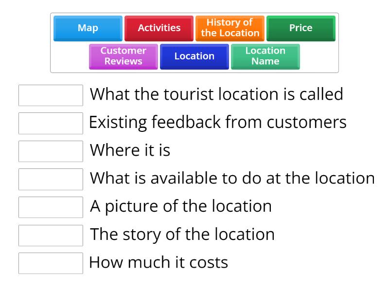 Features of a Tourist Leaflet - Match up