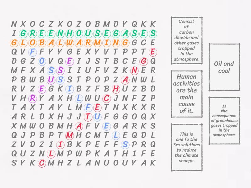 Climate Change/U7 - Wordsearch