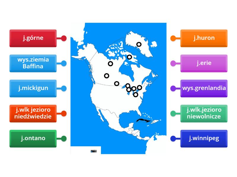 ameryka polnocna jeziora i wyspy - Labelled diagram
