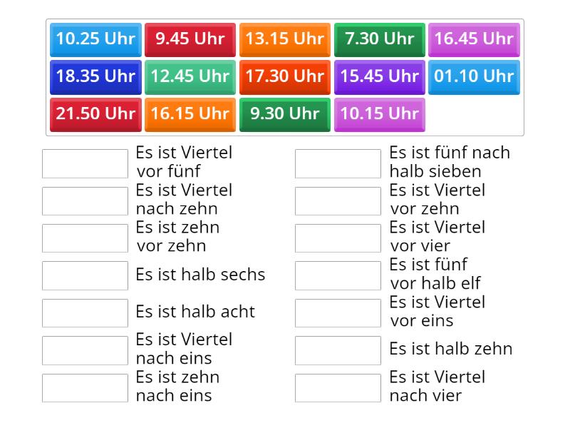 Uhrzeiten informell - Match up