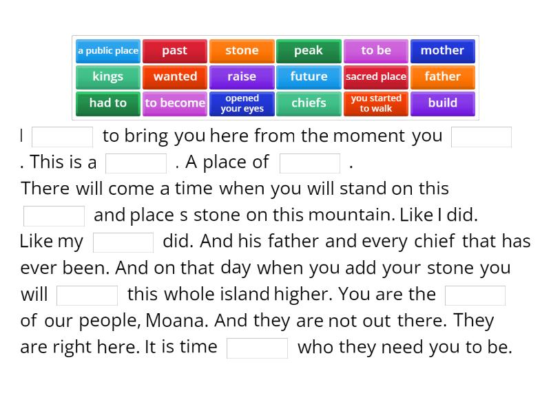 Moana: father's story - Complete the sentence