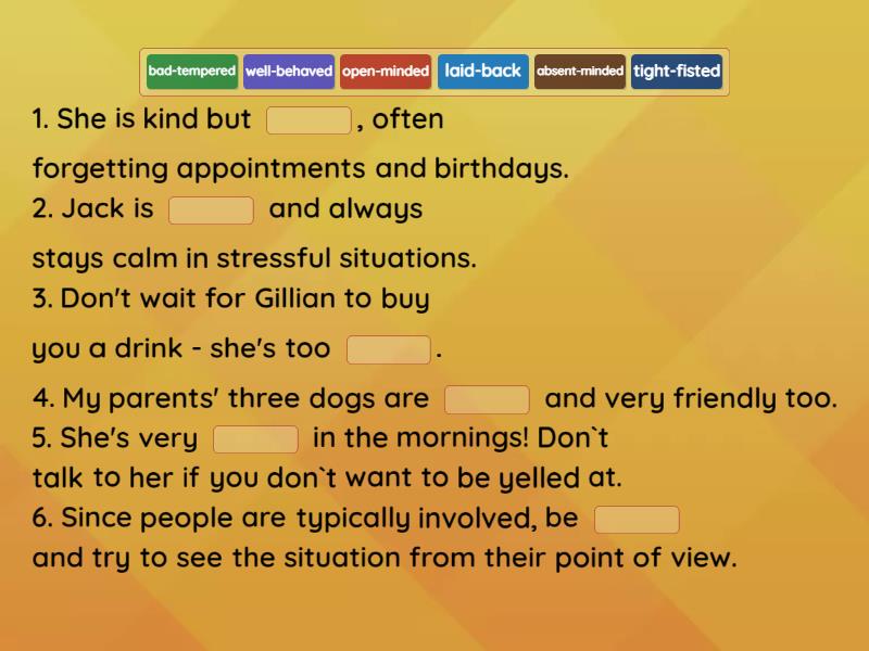 EF B2, 1B Vocabulary, practice - Complete the sentence