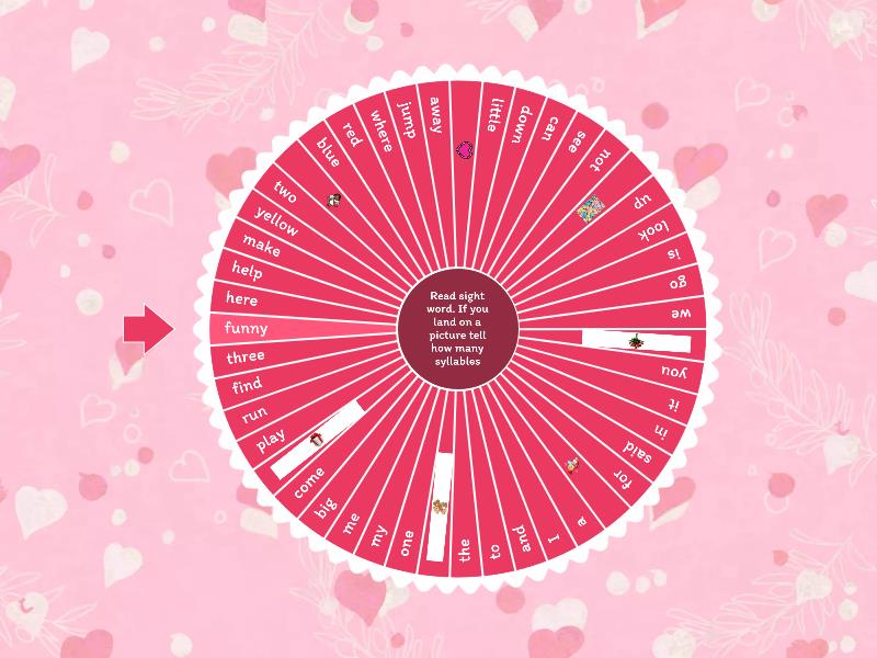 Valentine Day Sight Word Wheel - Spin the wheel