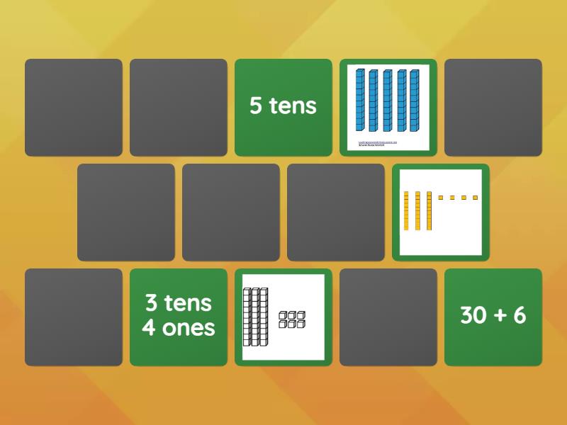 Base Ten Representation Concentration Game - Matching pairs