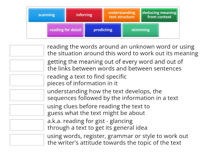TKT 1, 2, 3 - Unit 5: Reading skills - Une las parejas