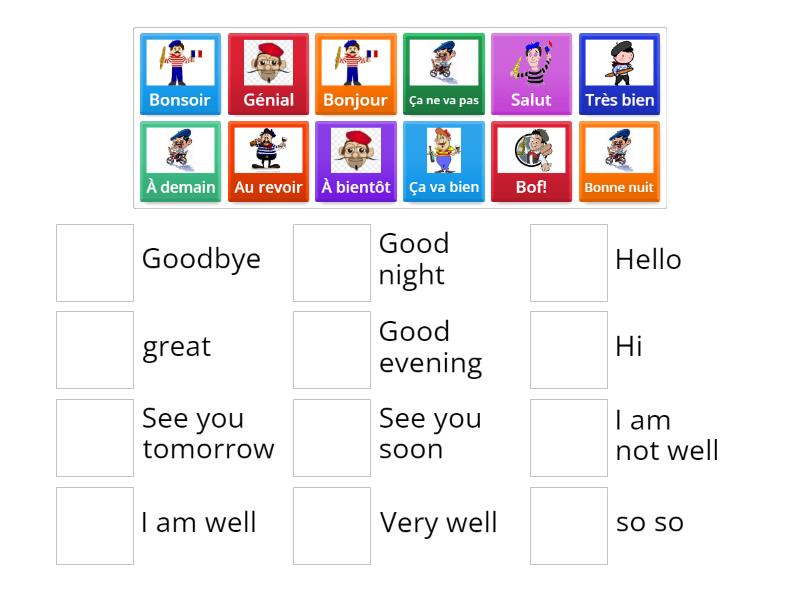 FRENCH GREETINGS - Match up