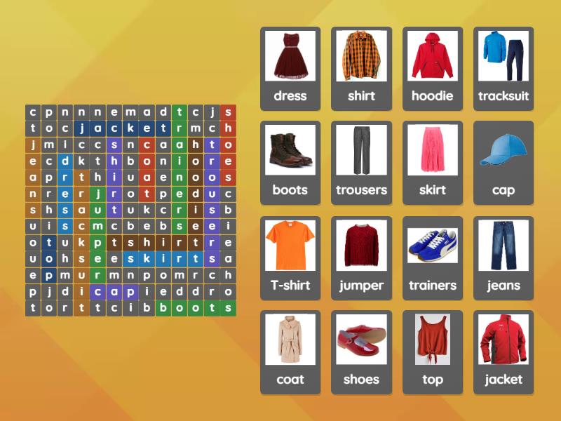 Go Getter 1 (Unit 2 Lesson 2.1 Clothes) - Wordsearch