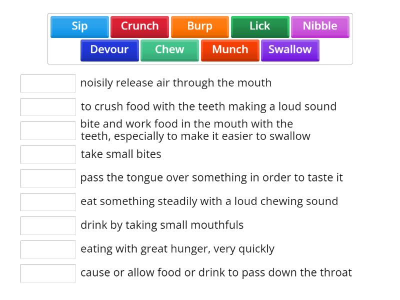 Eating verbs - Match up