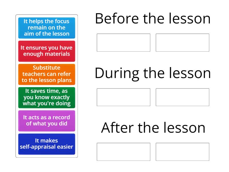 Advantages of the lesson planning - Ordenar por grupo
