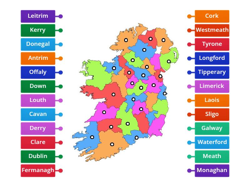 Counties of Ireland - Labelled diagram