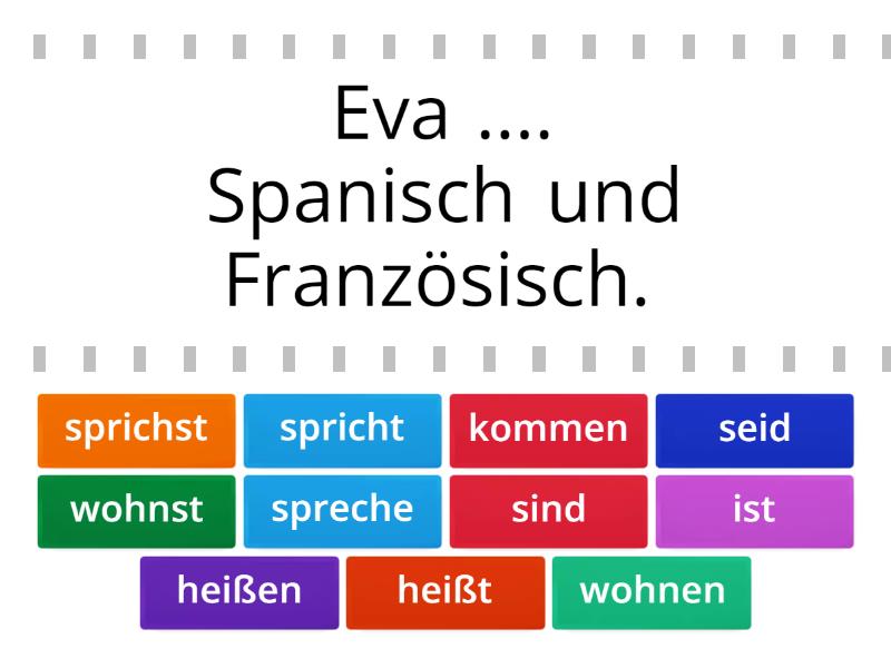 L. 2 Konjugation der Verben sprechen, kommen, sein, wohnen - Find the match
