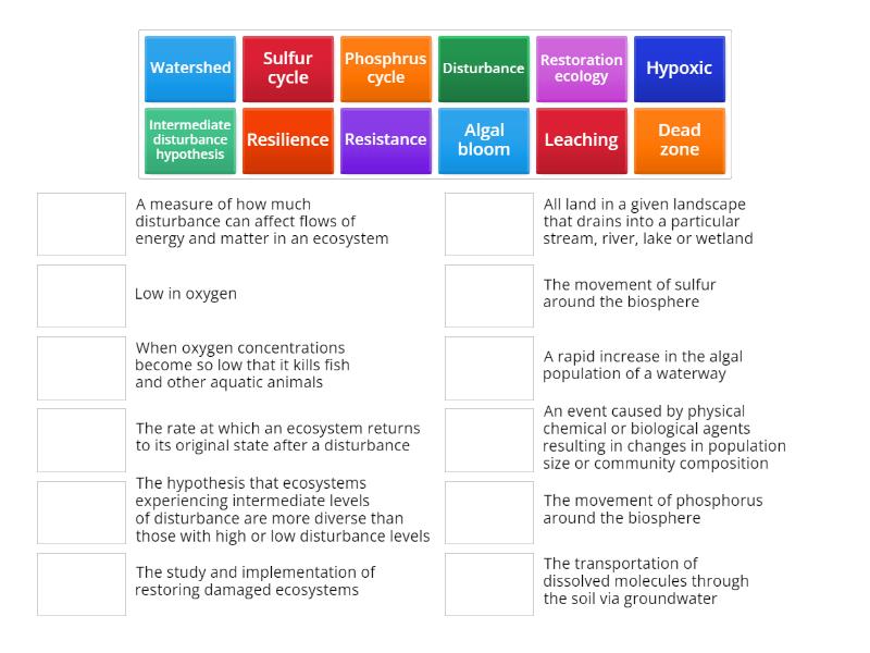 AP Environment Vocabulary #5 - - Match up