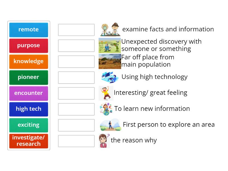 Match the vocabulary to the correct meaning and pictures U8 - Match up