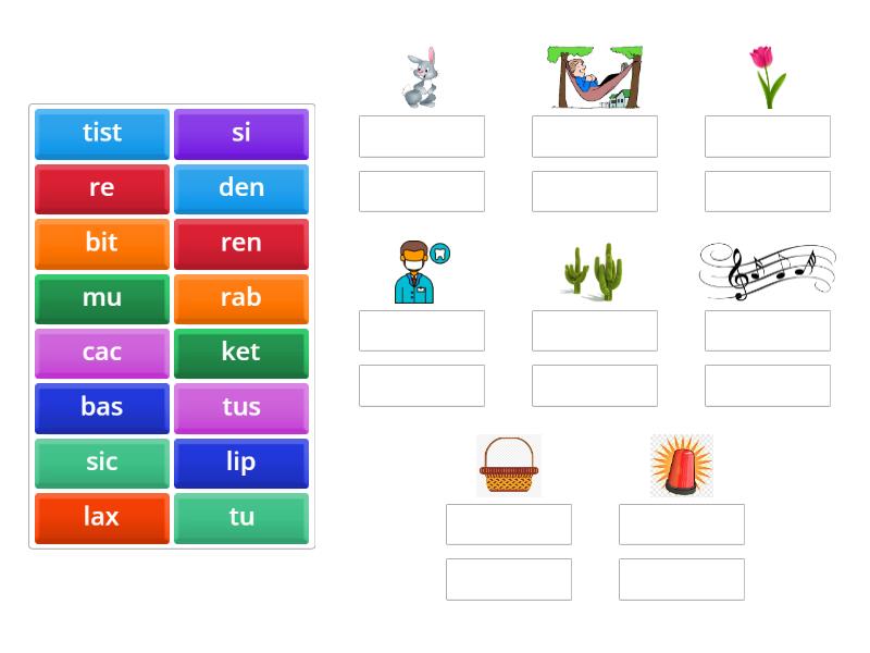 put two syllables together to match the picture - Group sort