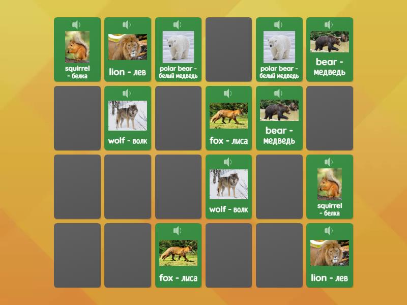 Wild animals - Matching pairs