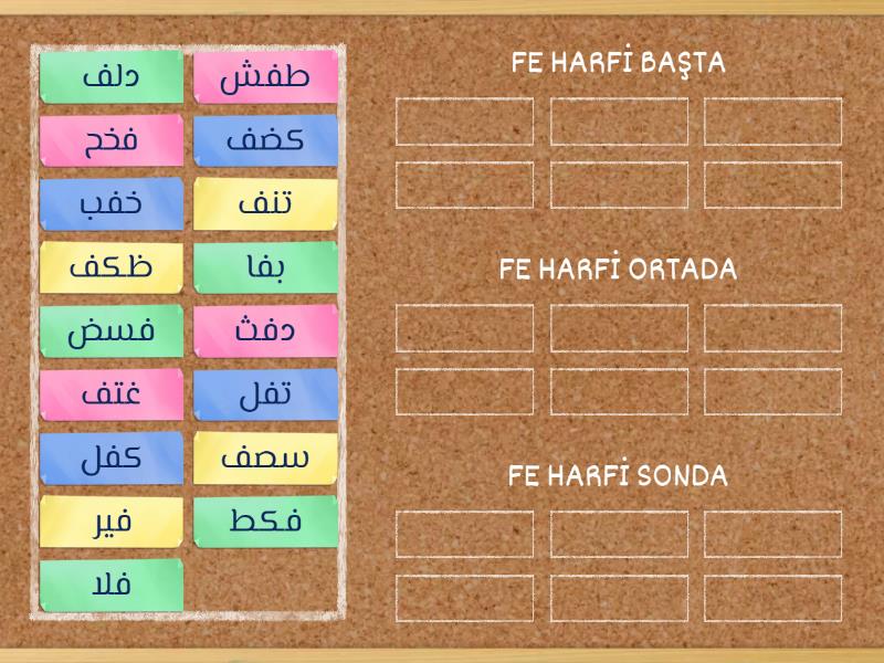 FE HARFİ BAŞTA ORTADA ve SONDA ETKİNLİĞİ - Ordenar por grupo