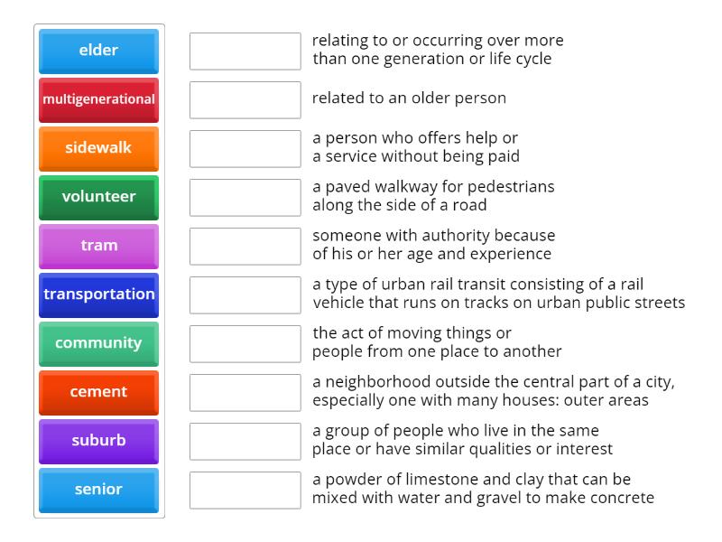 L3 CITY HOMES VOCABULARY - Match up